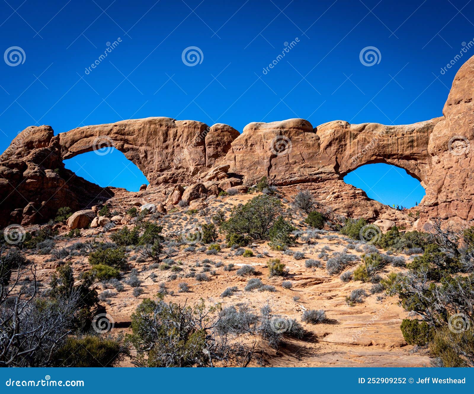 The Windows Arches at Arches National Park Stock Photo - Image of stone ...
