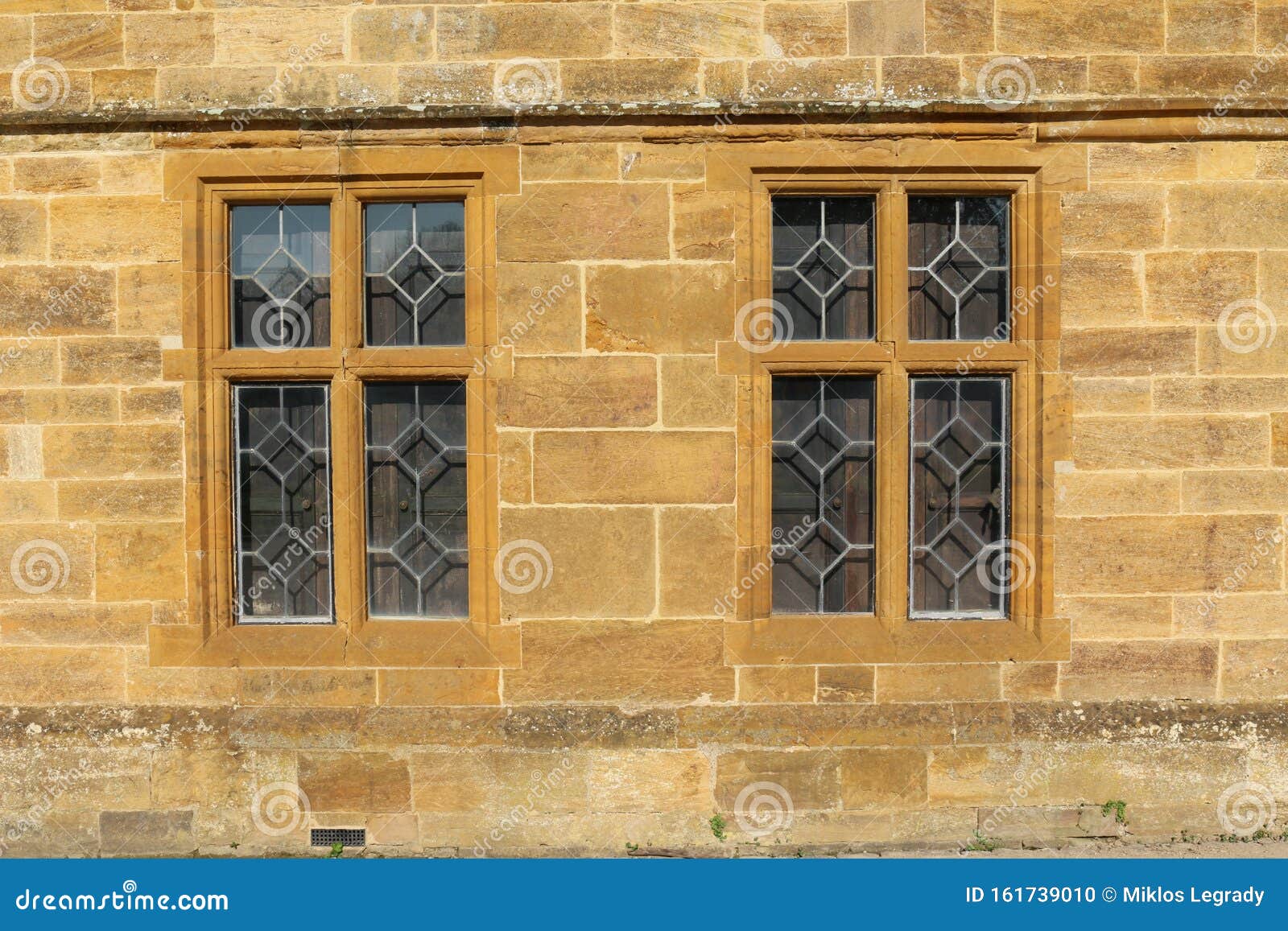 Windows Architect Stone Wall Front Building Stock Photo - Image of ...