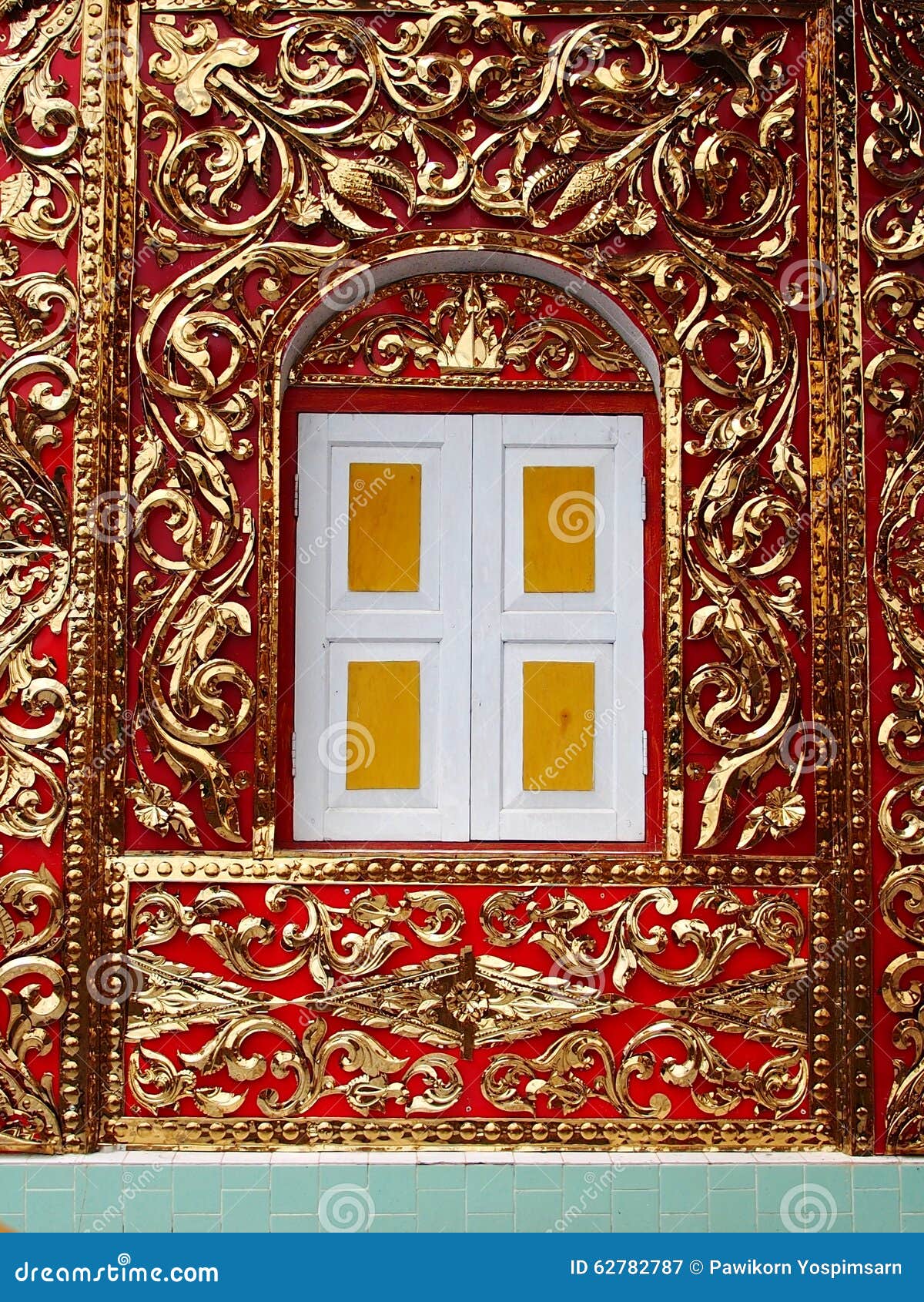 Gold Windows Asian Style Fine Arts Stock Image - Image of motif ...