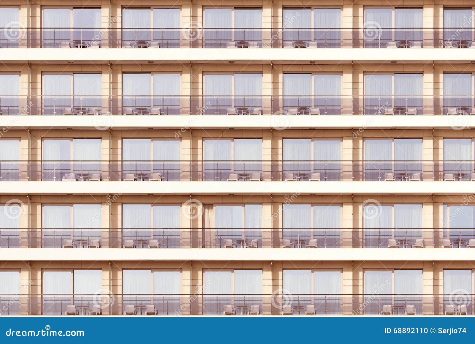 Windows and Balconies of the Hotel. Stock Photo - Image of design ...