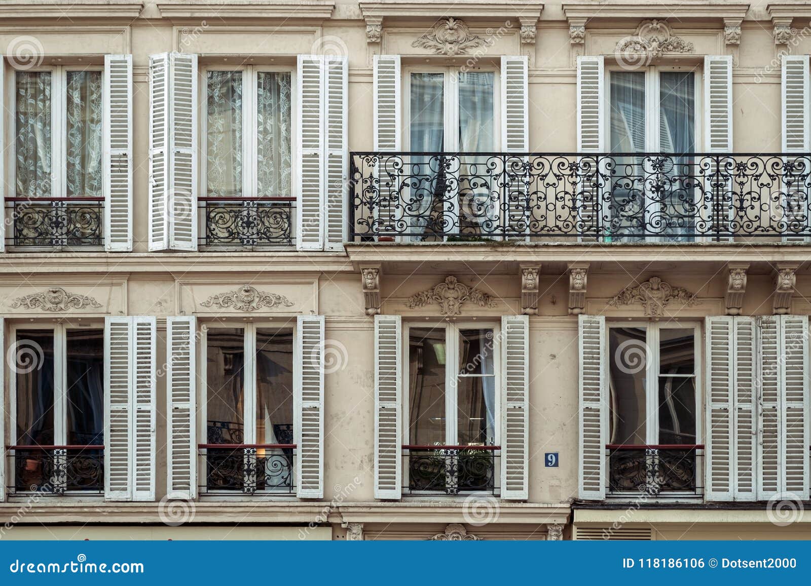 Windows with balcony. stock photo. Image of architectural - 118186106
