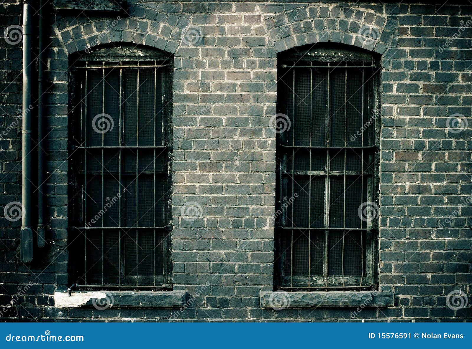 Windows with bars stock image. Image of wall, bricked - 15576591