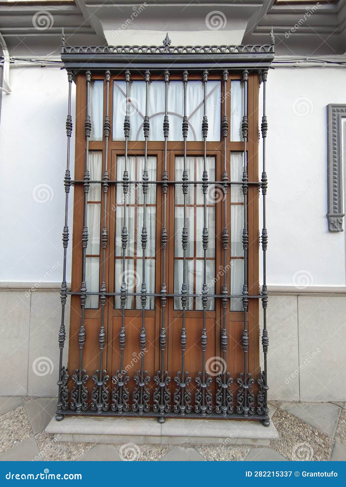 Windows with bars stock image. Image of glass, wooden - 282215337
