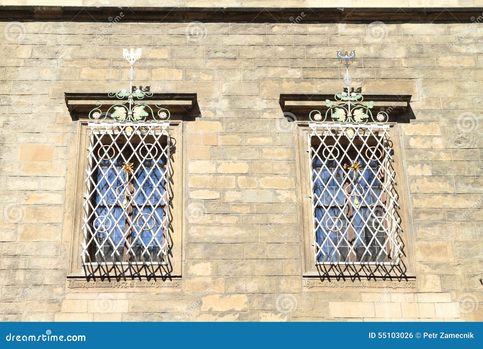 Windows with bars stock photo. Image of windows, wall - 55103026