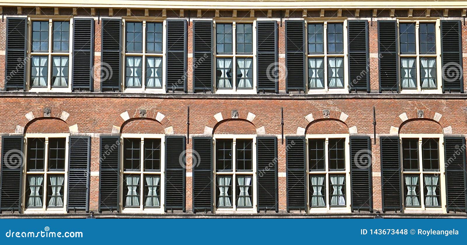 Windows with Black Shutters Stock Photo - Image of holland, cobbles ...