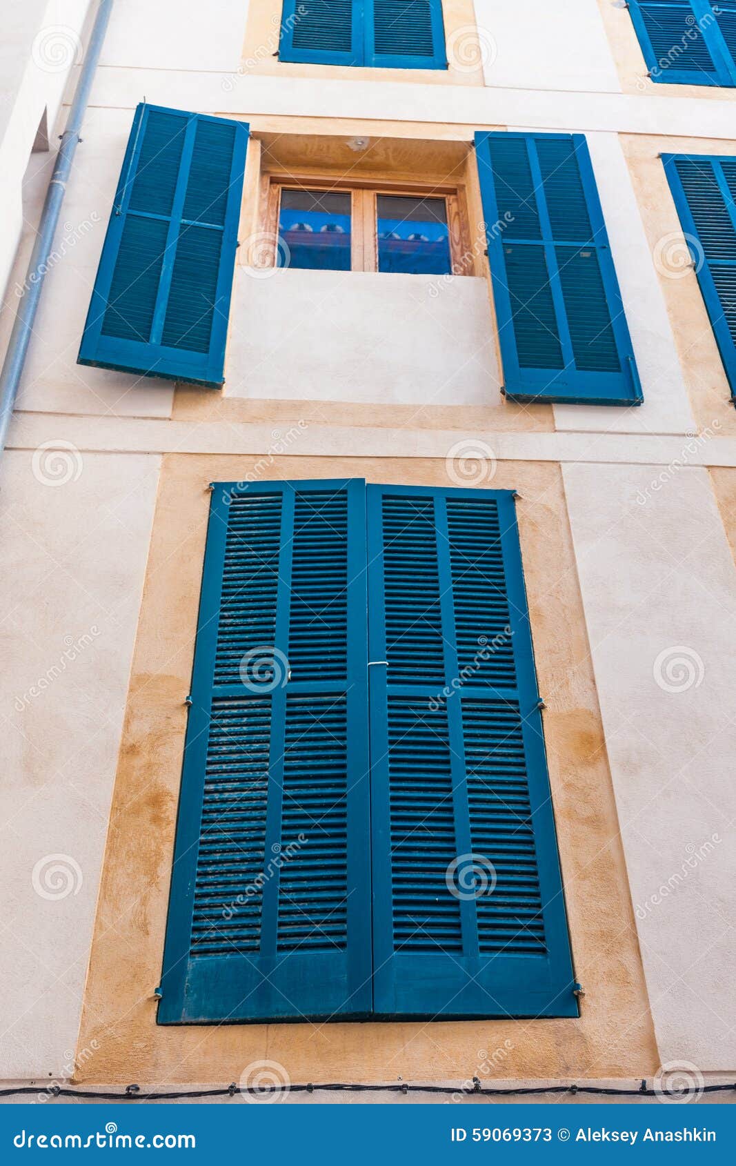 Windows with blue frames stock image. Image of house - 59069373
