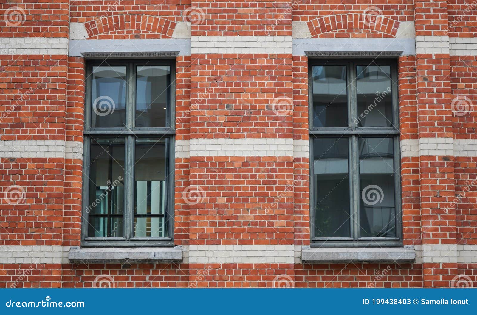 The Windows of a Brick Building Stock Image - Image of building, space ...