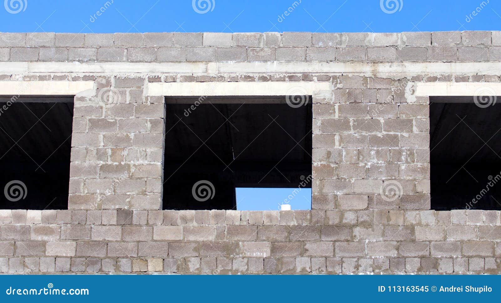 Windows in a Brick House Under Construction Stock Image - Image of ...