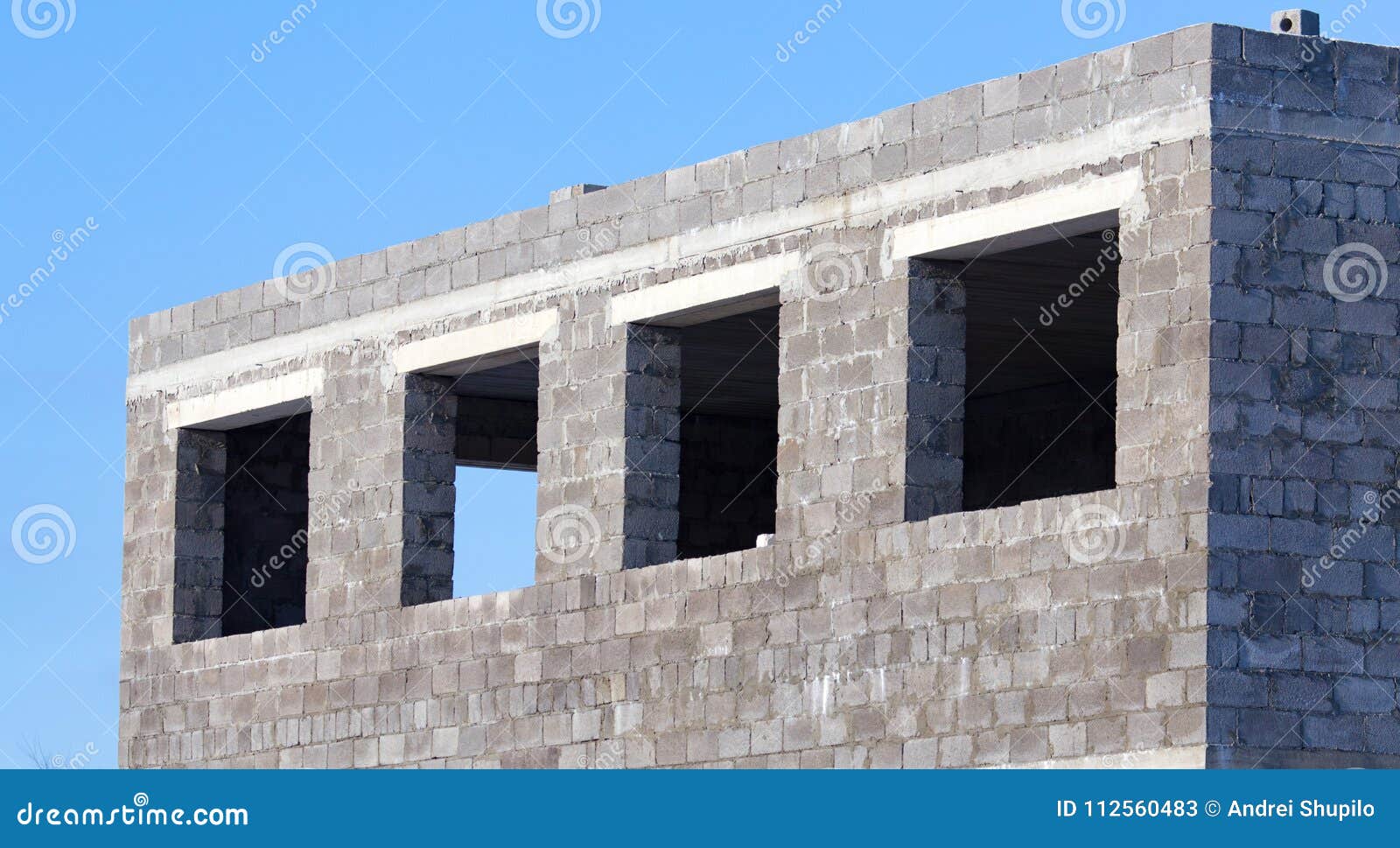 Windows in a Brick House Under Construction Stock Image - Image of ...