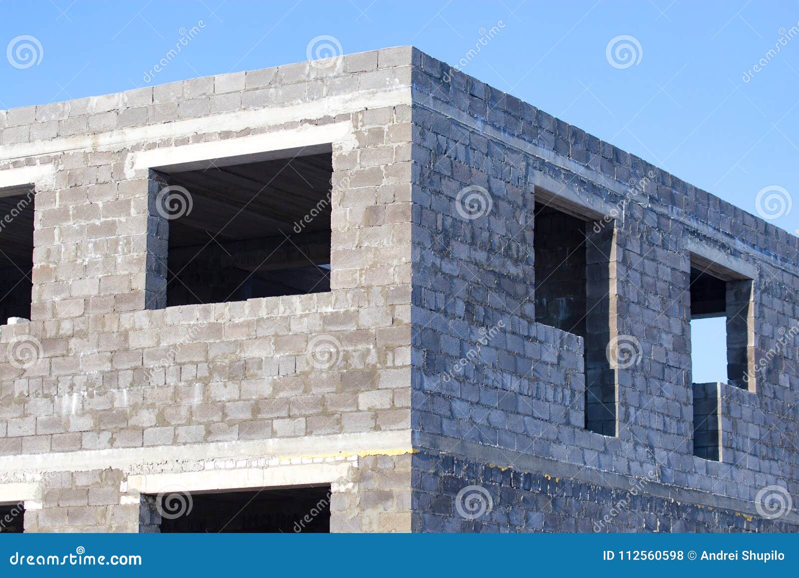 Windows in a Brick House Under Construction Stock Photo - Image of ...