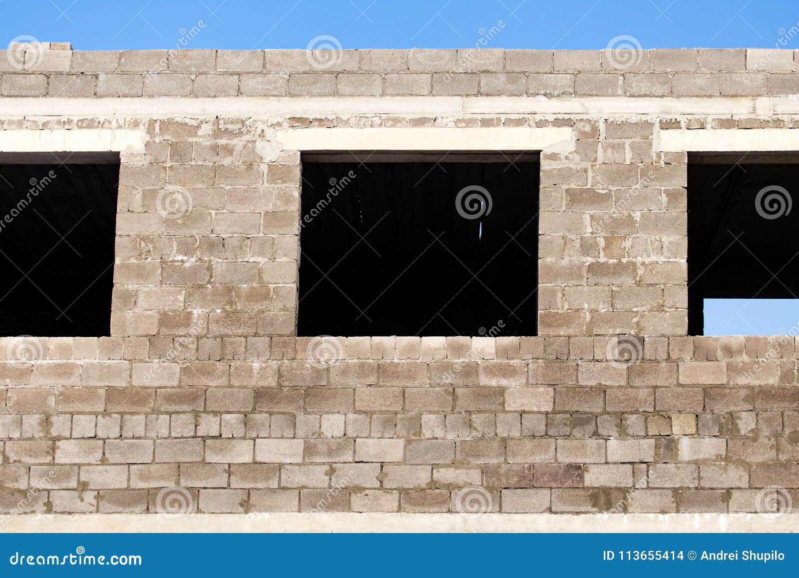 Windows in a Brick House Under Construction Stock Photo - Image of ...