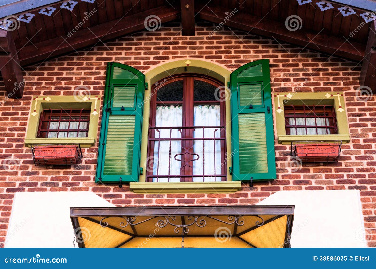 Windows of brick house stock image. Image of architectural - 38886025