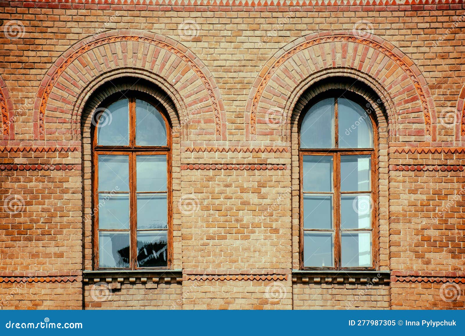 Windows in the Brick Wall of an Old Building, Ancient Architecture ...