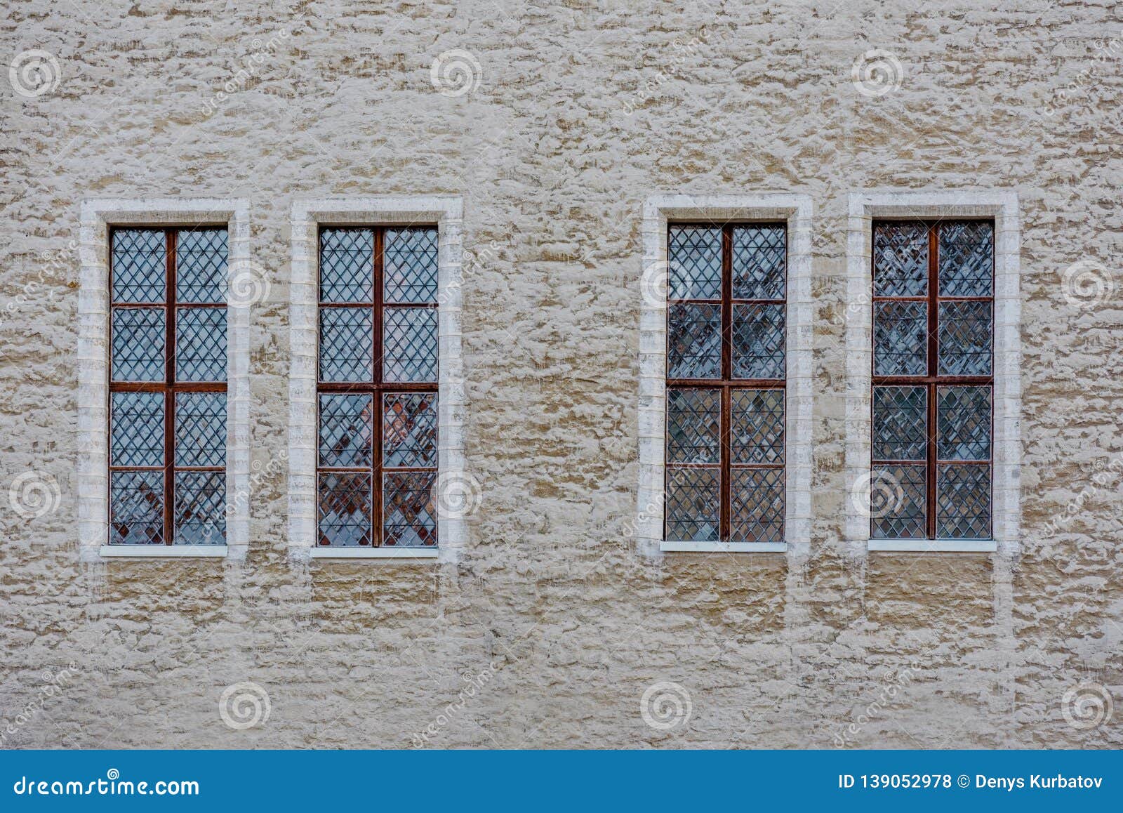 Windows on brick wall stock photo. Image of center, closeup - 139052978