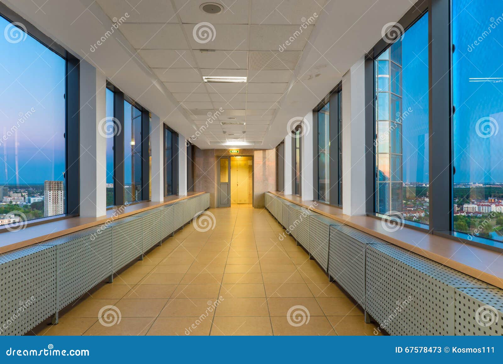 With the Windows of Building Corridor Stock Image - Image of bright ...