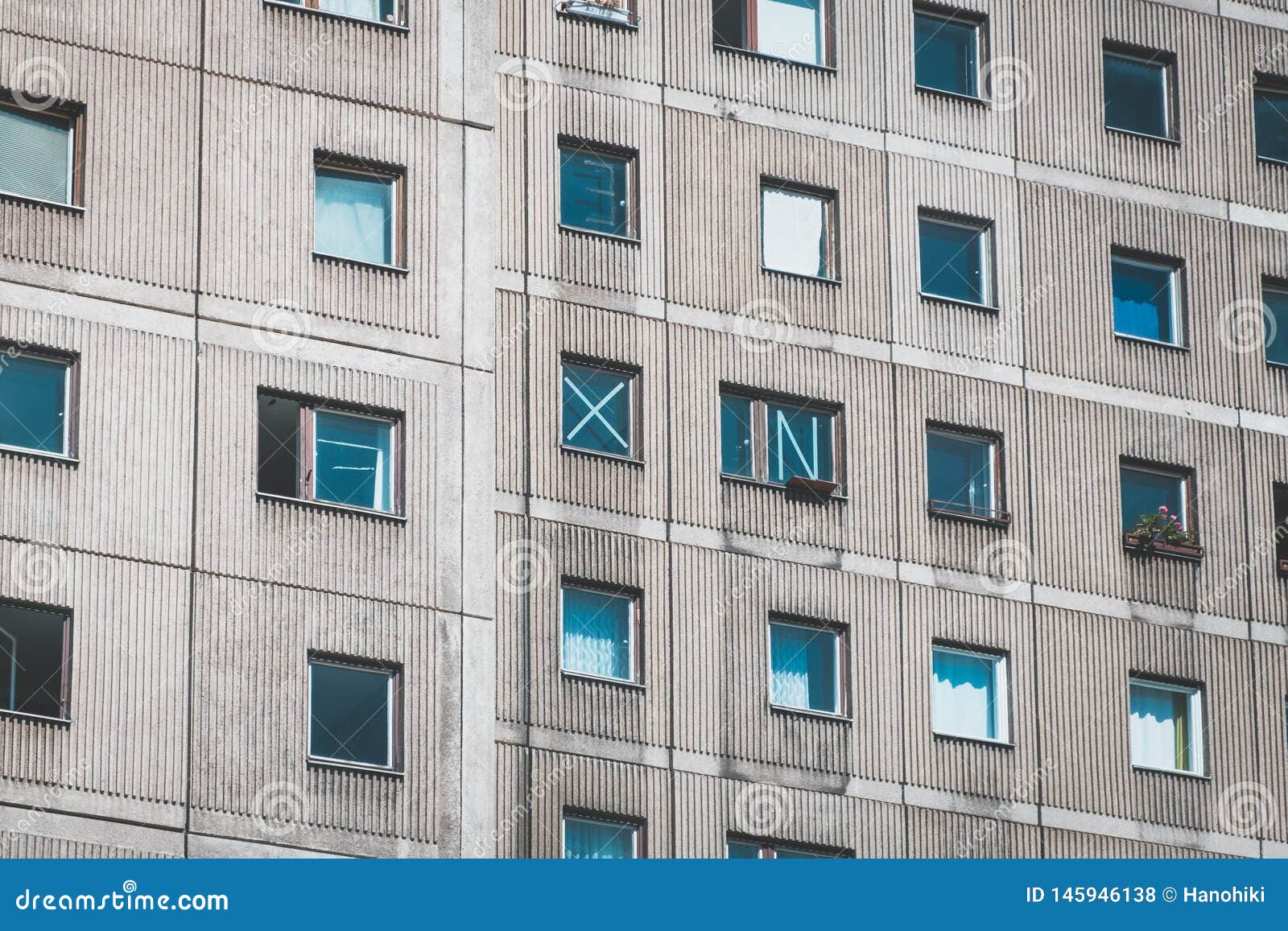 Windows on Building Facade, Made with Precast Concrete Slabs Stock ...