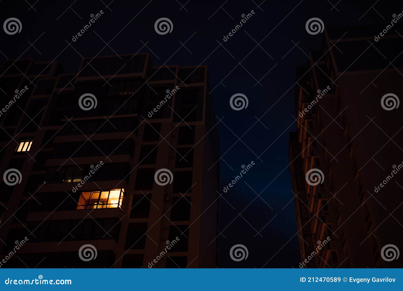 Windows in the Building Have Lights on at Night Stock Image - Image of ...
