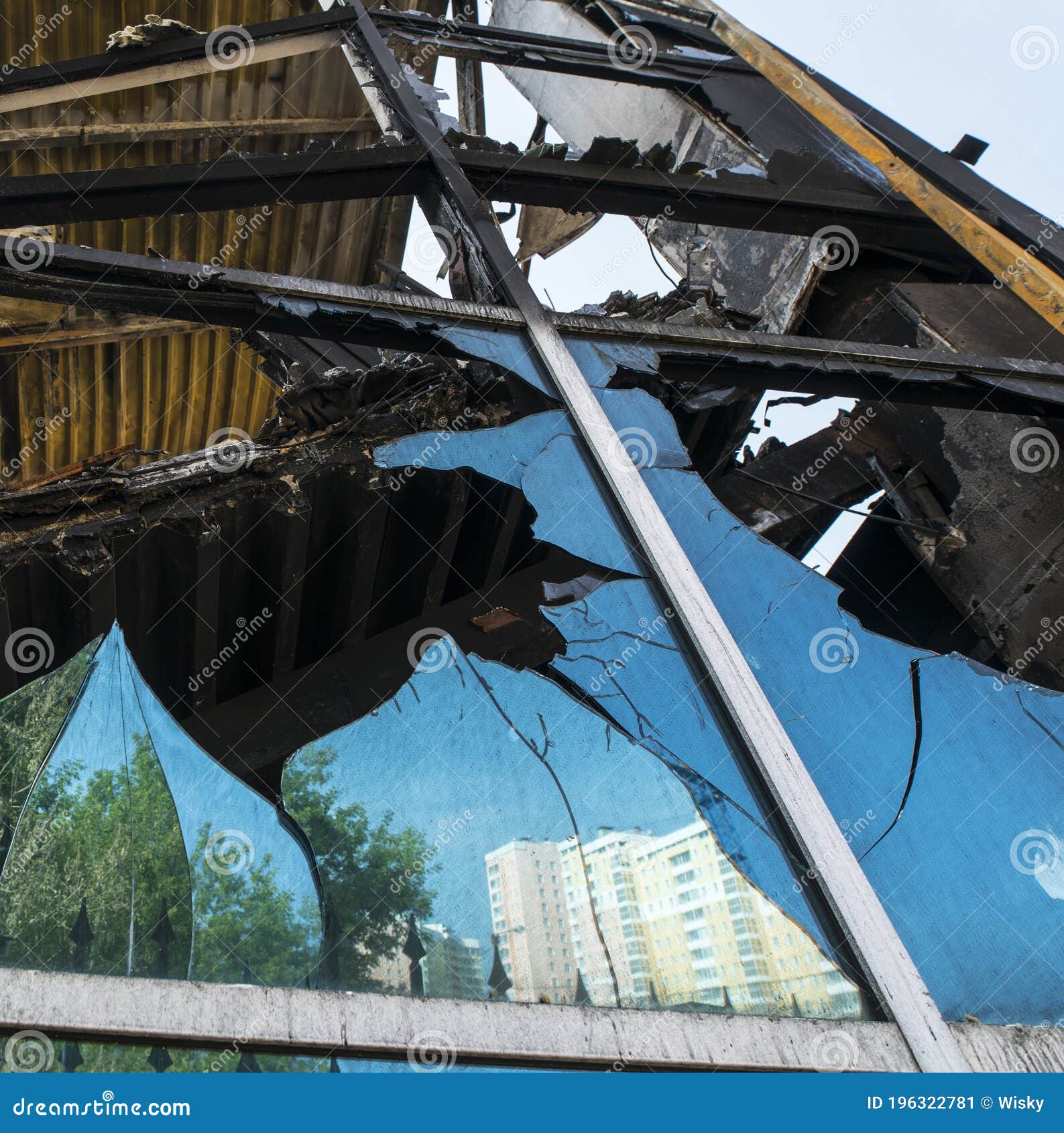 Windows of the Building after the Huge Fire Stock Image - Image of ...