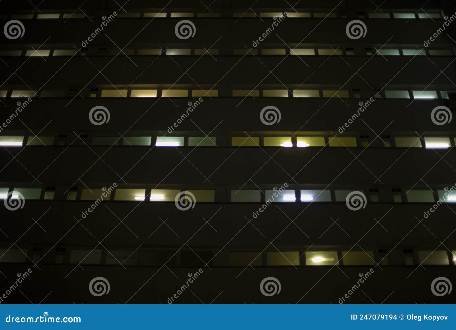 Windows in Building at Night. Unique Architecture Stock Photo - Image ...