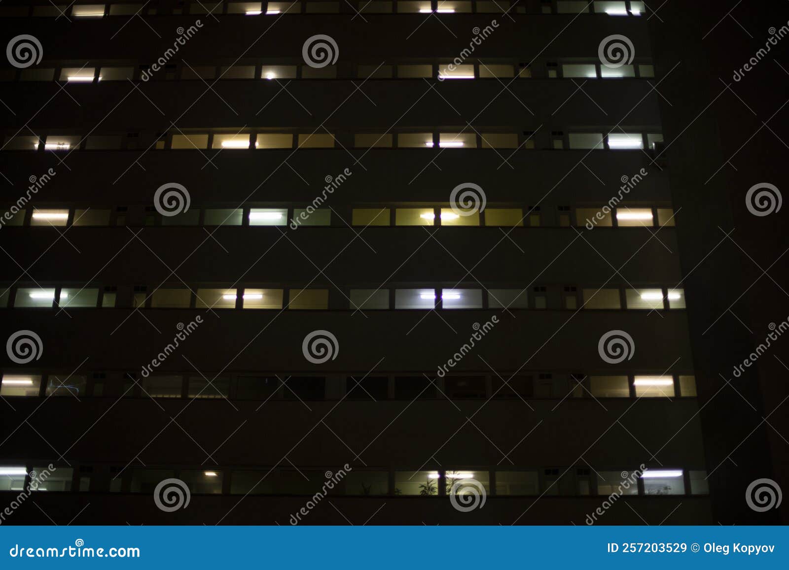 Windows in Building at Night. Unique Architecture Stock Image - Image ...