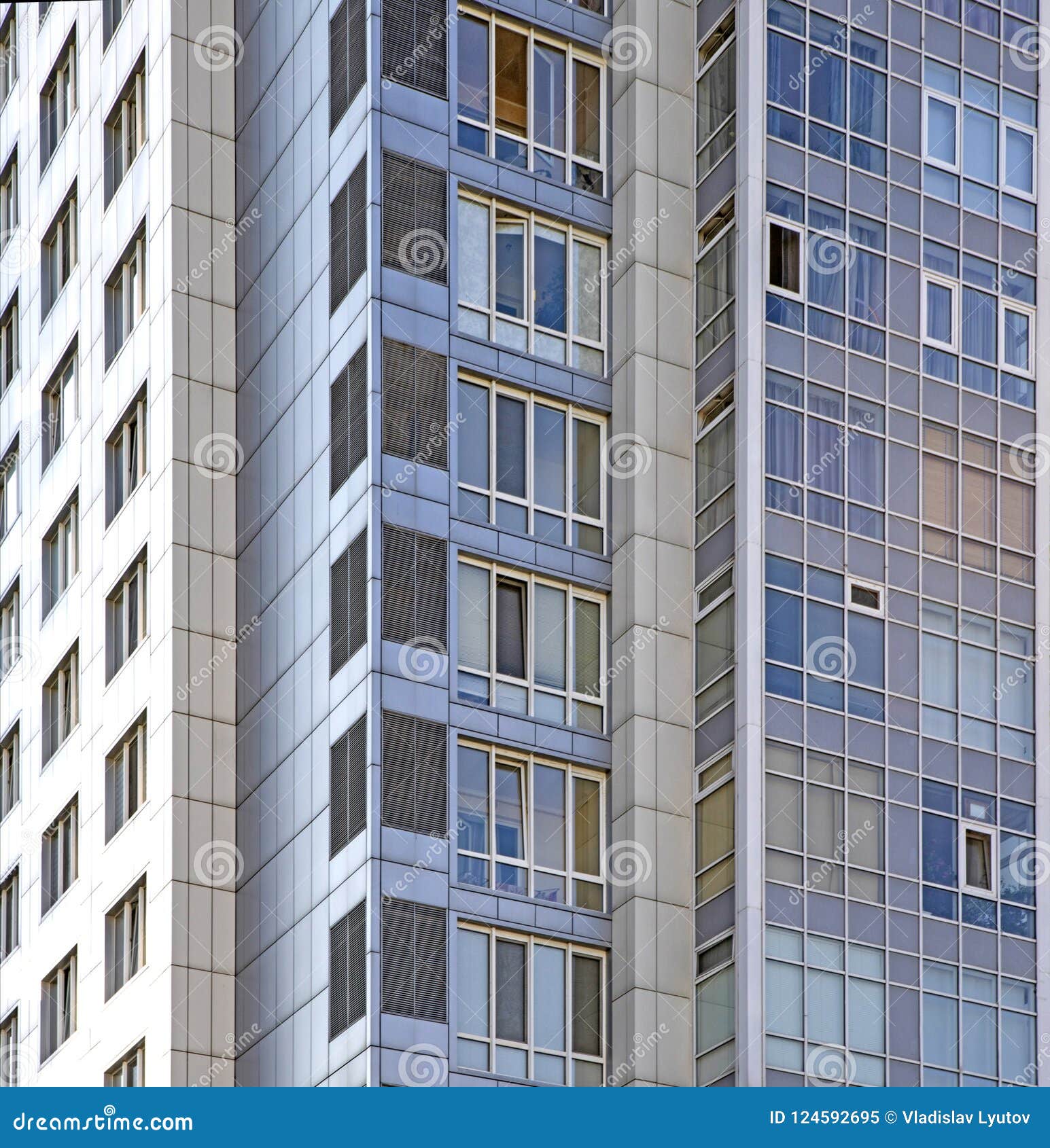 Windows of Business Building in Blue Color. Stock Image - Image of ...