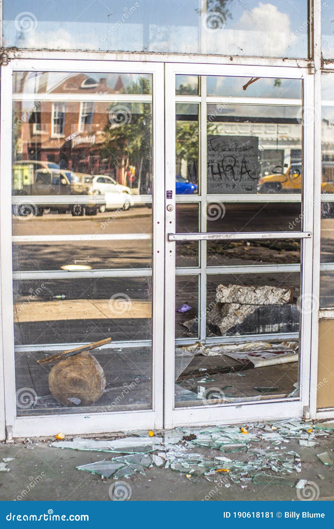 Windows Busted Out Downtown from Protests and Riots Editorial Photo ...