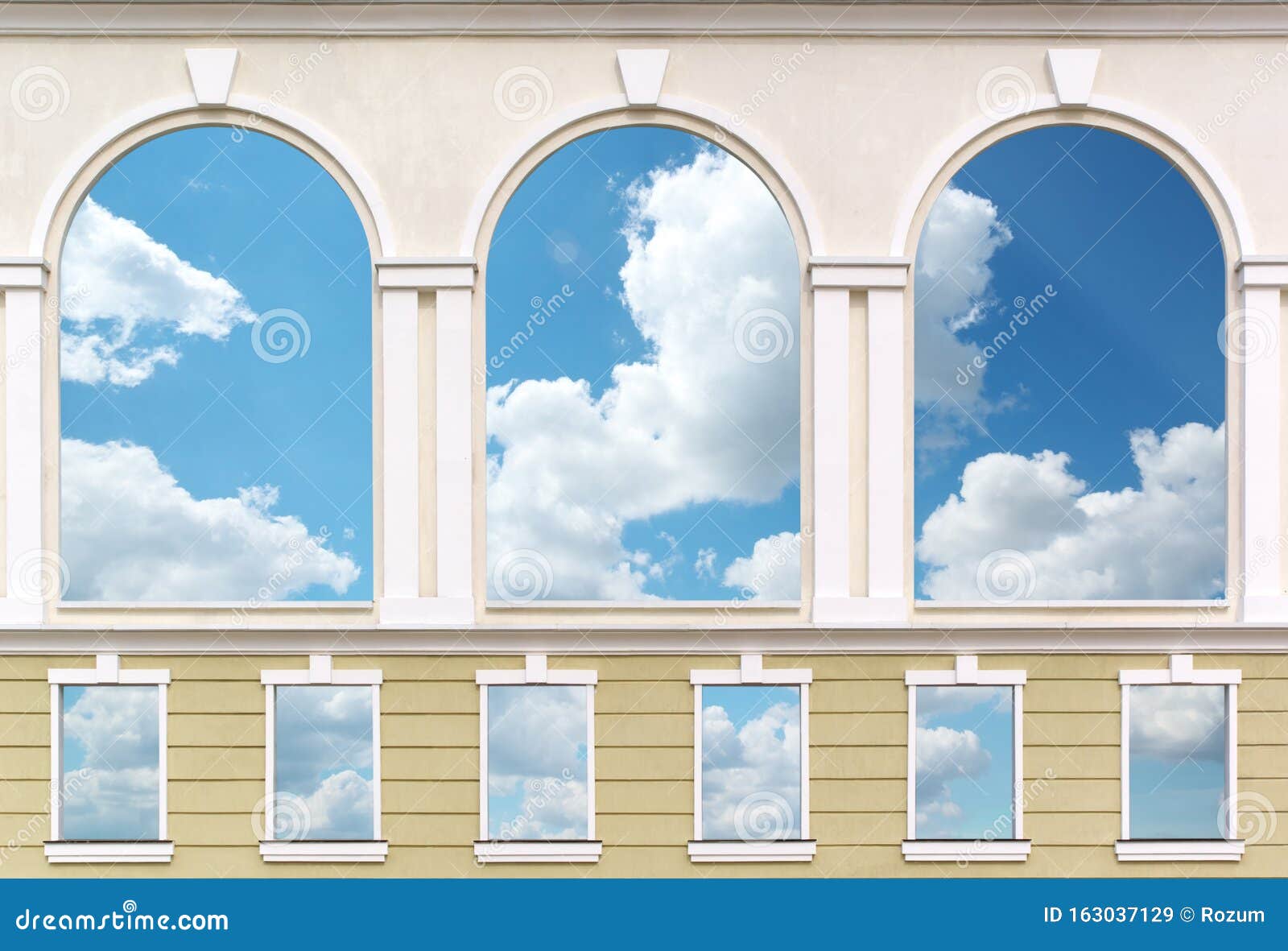 Windows, sky in the window stock image. Image of element - 163037129