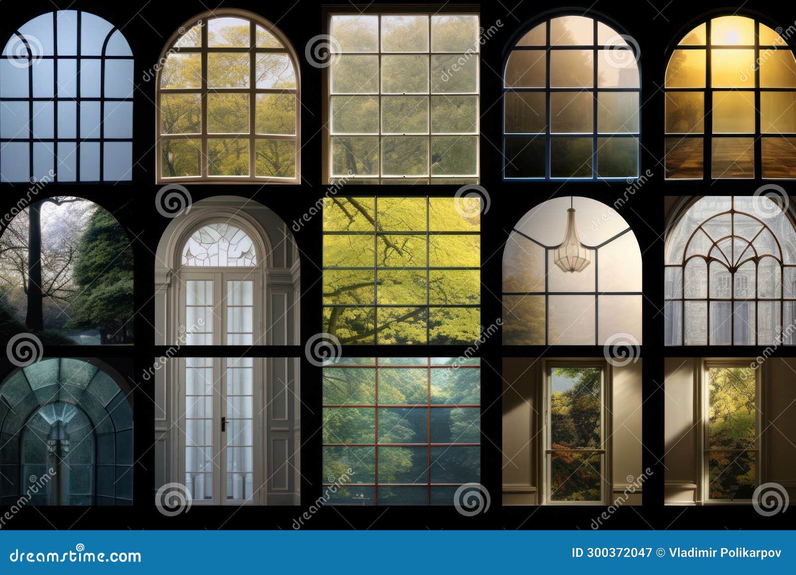 Windows Collage with Tree Background Stock Illustration - Illustration ...