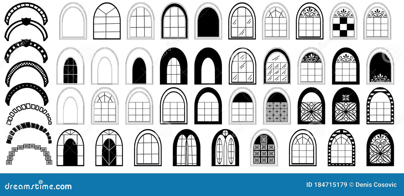 Line Drawing House Windows Different Types Stock Illustration ...