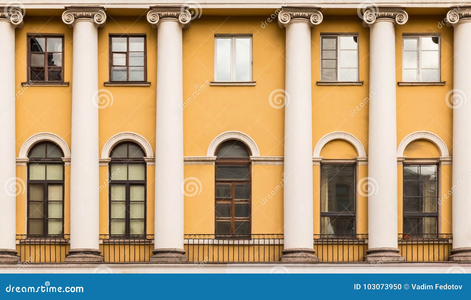 Windows and Columns in a Row on Facade of Apartment Building Stock ...