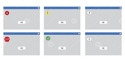 Windows Computer Error Set in Retro Style. Computer Screen. Vector ...