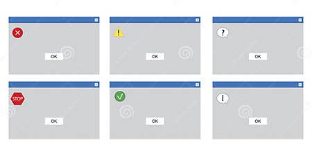 Windows Computer Error Set in Retro Style. Computer Screen. Vector ...