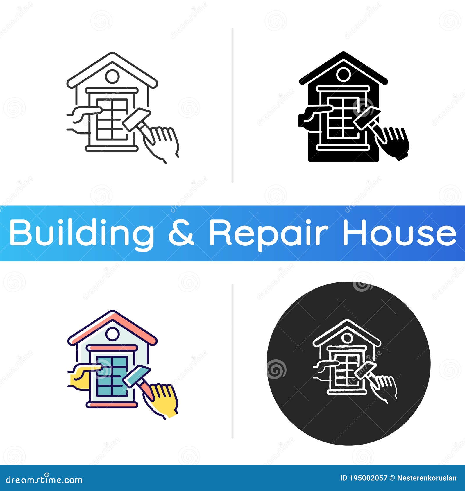 Windows constructing icon stock vector. Illustration of builder - 195002057