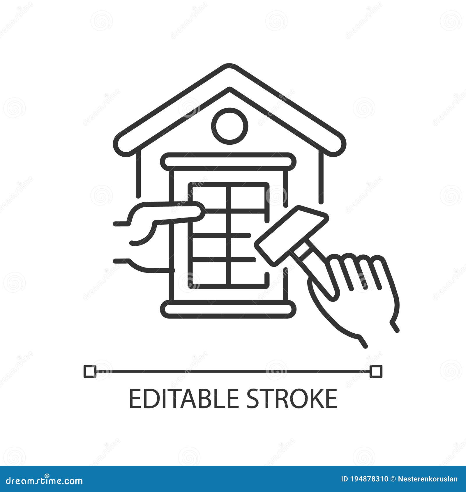 Windows Constructing Linear Icon Stock Vector - Illustration of glass ...