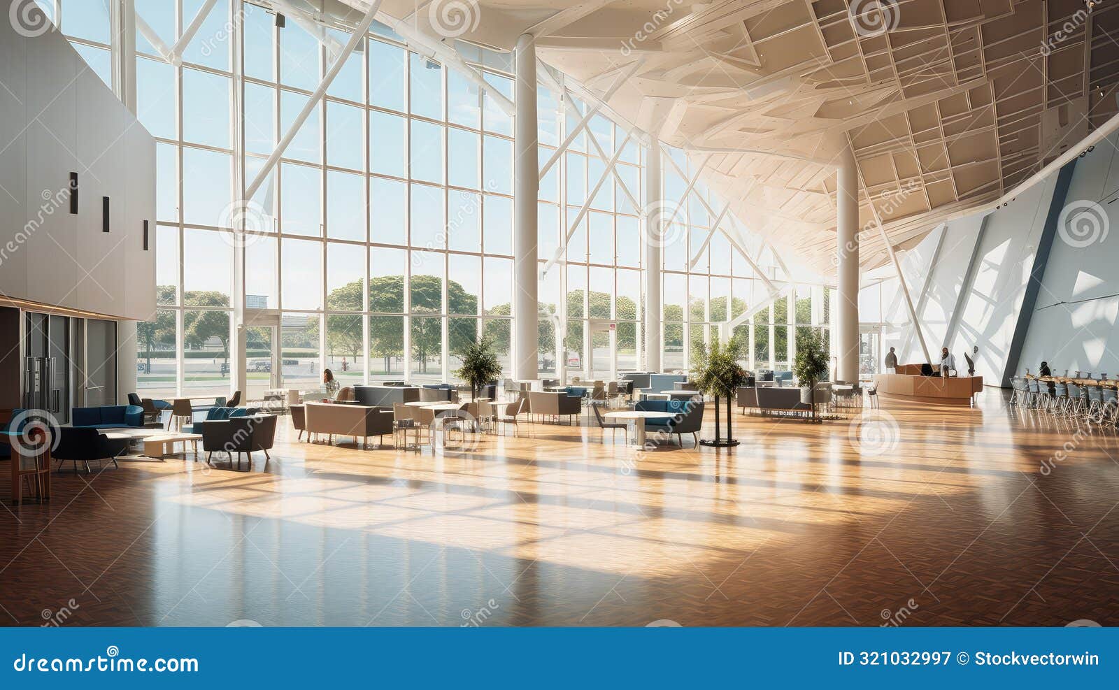 Windows Convention Center Interior Stock Illustration - Illustration of ...