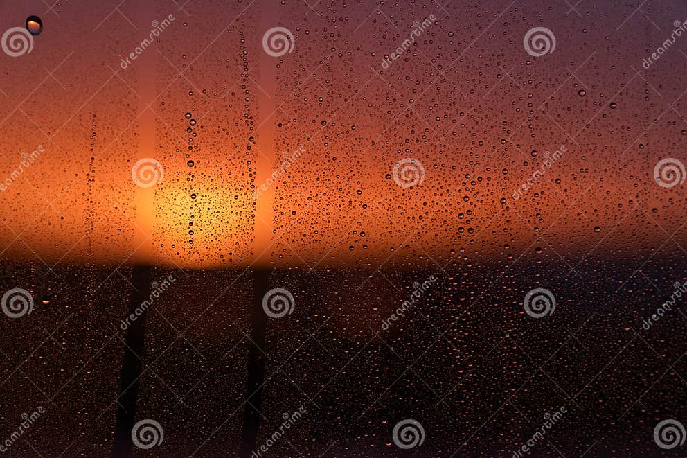 Windows Covered with Raindrops with Sunset Back Light Stock Image ...