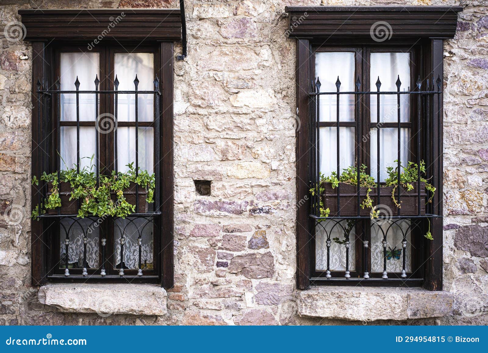 Windows with Decorated Bars Stock Image - Image of privacy, elegance ...