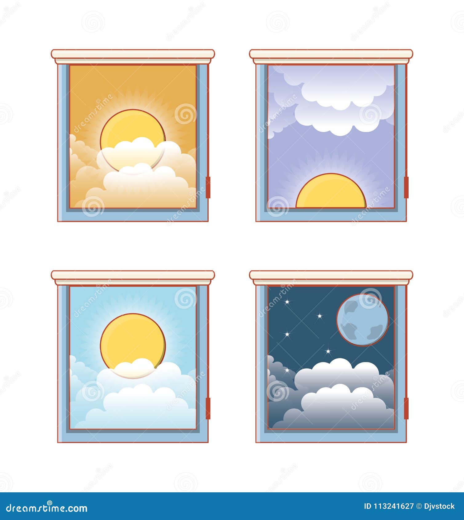 Windows with Differents Hours Stock Vector - Illustration of offhour ...