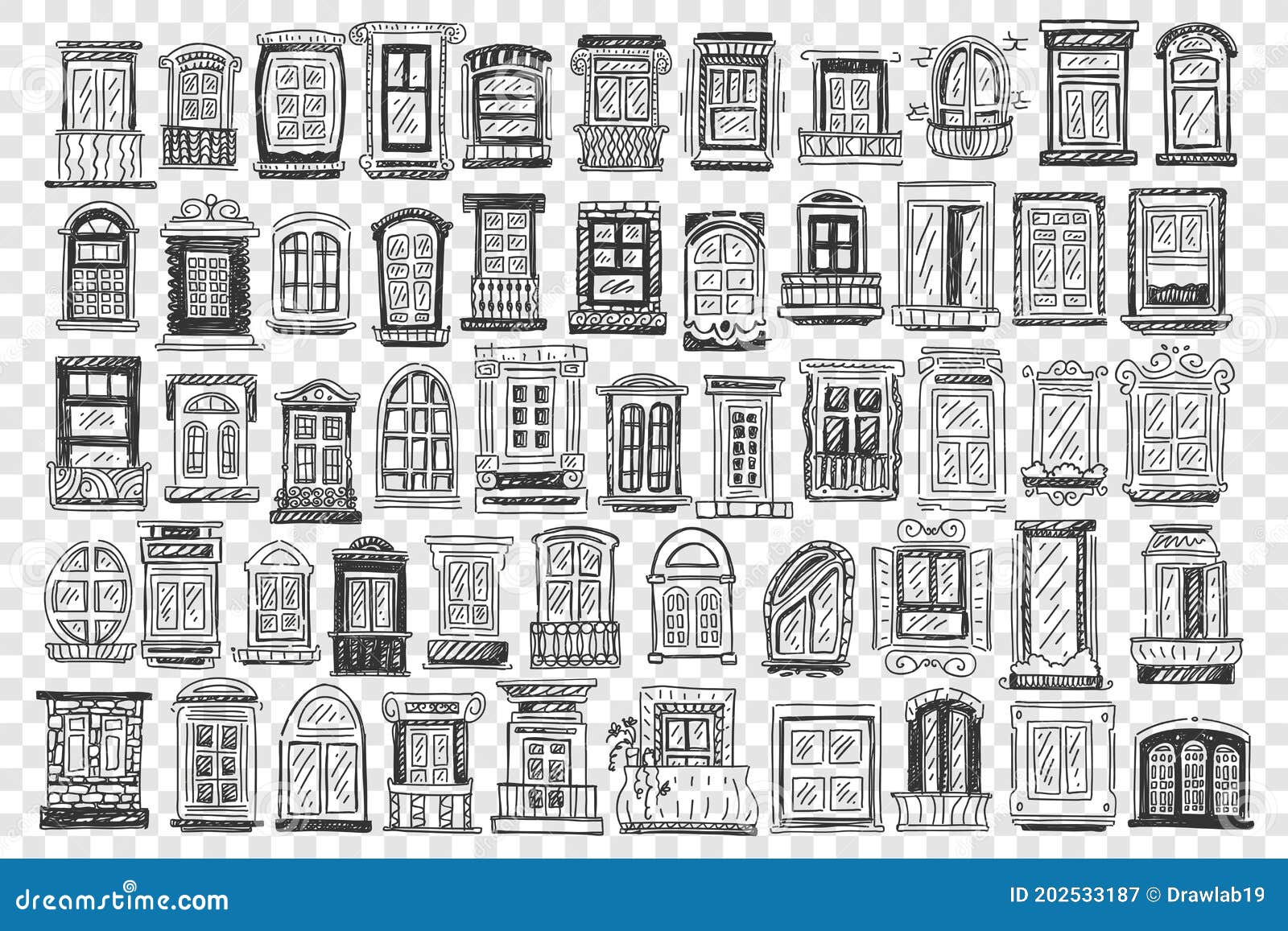 Windows Hand Drawn Doodle Set Stock Vector - Illustration of abstract ...
