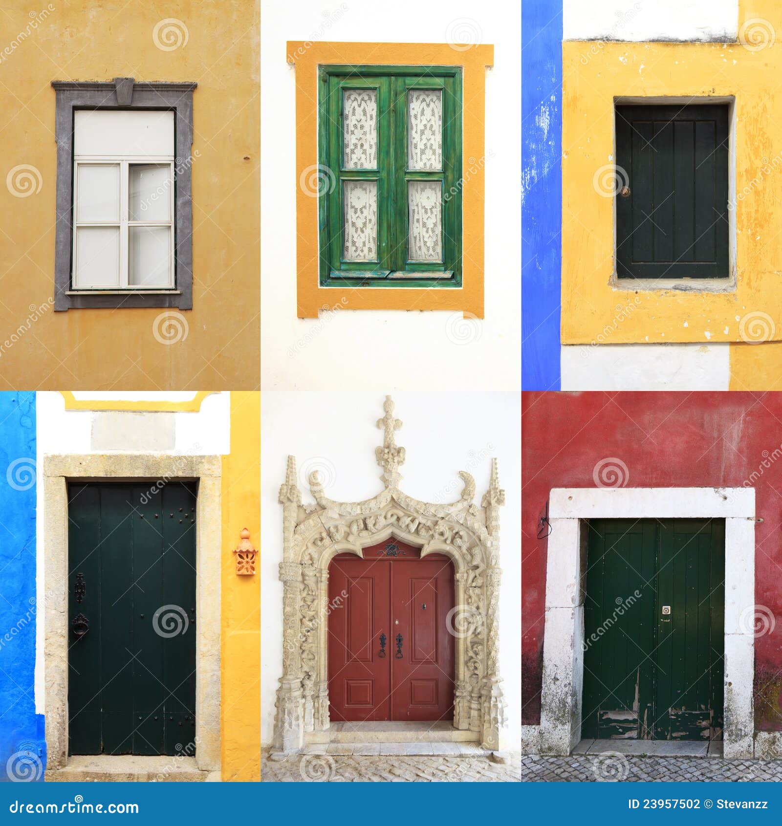 Windows Doors Colorful Portugal Collection Stock Photo - Image of ...