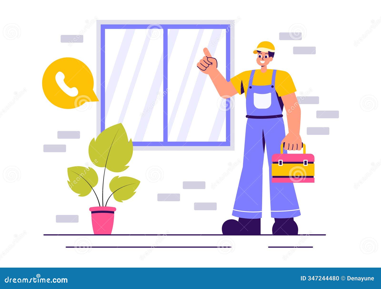 Windows and Doors Installation Service Vector Illustration Featuring a ...