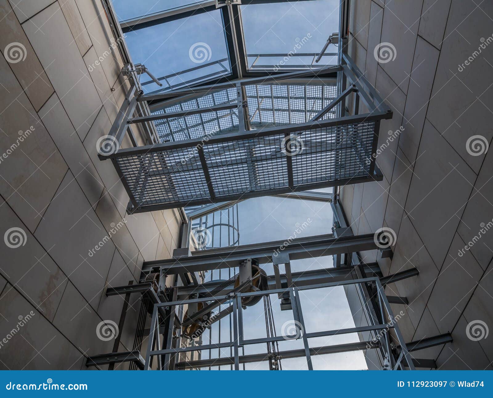 The Windows and Elevator in Modern Building Stock Image - Image of ...