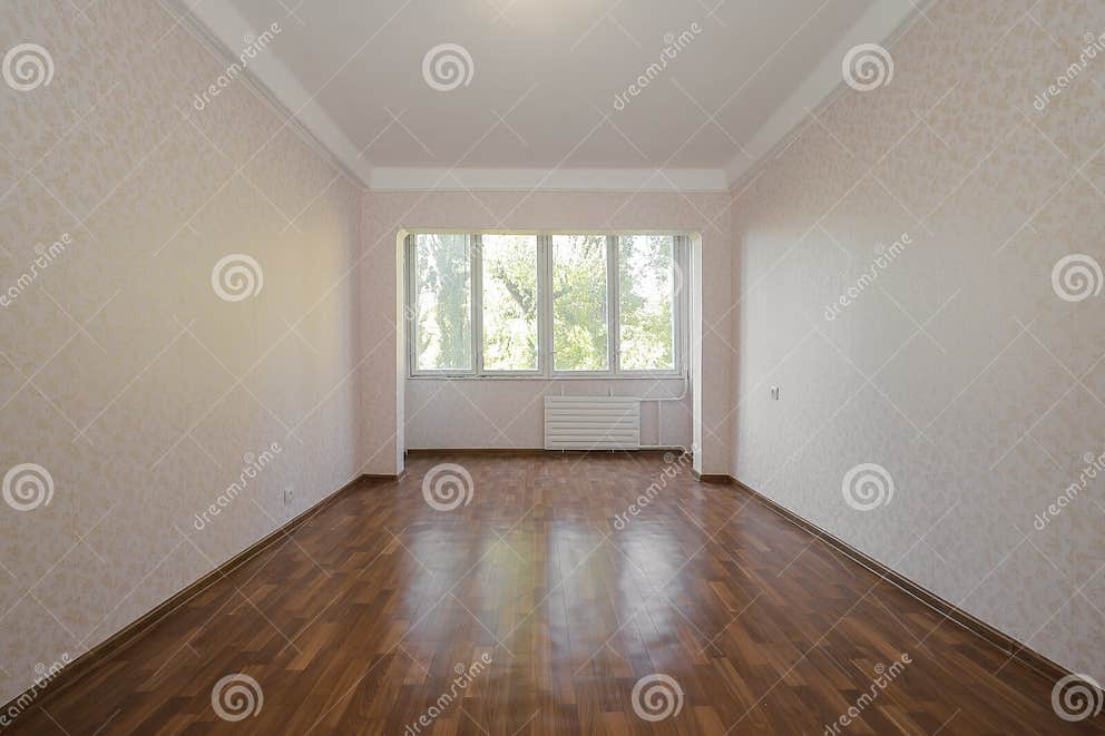 Windows in the Empty Old Room Interior Stock Image - Image of real ...