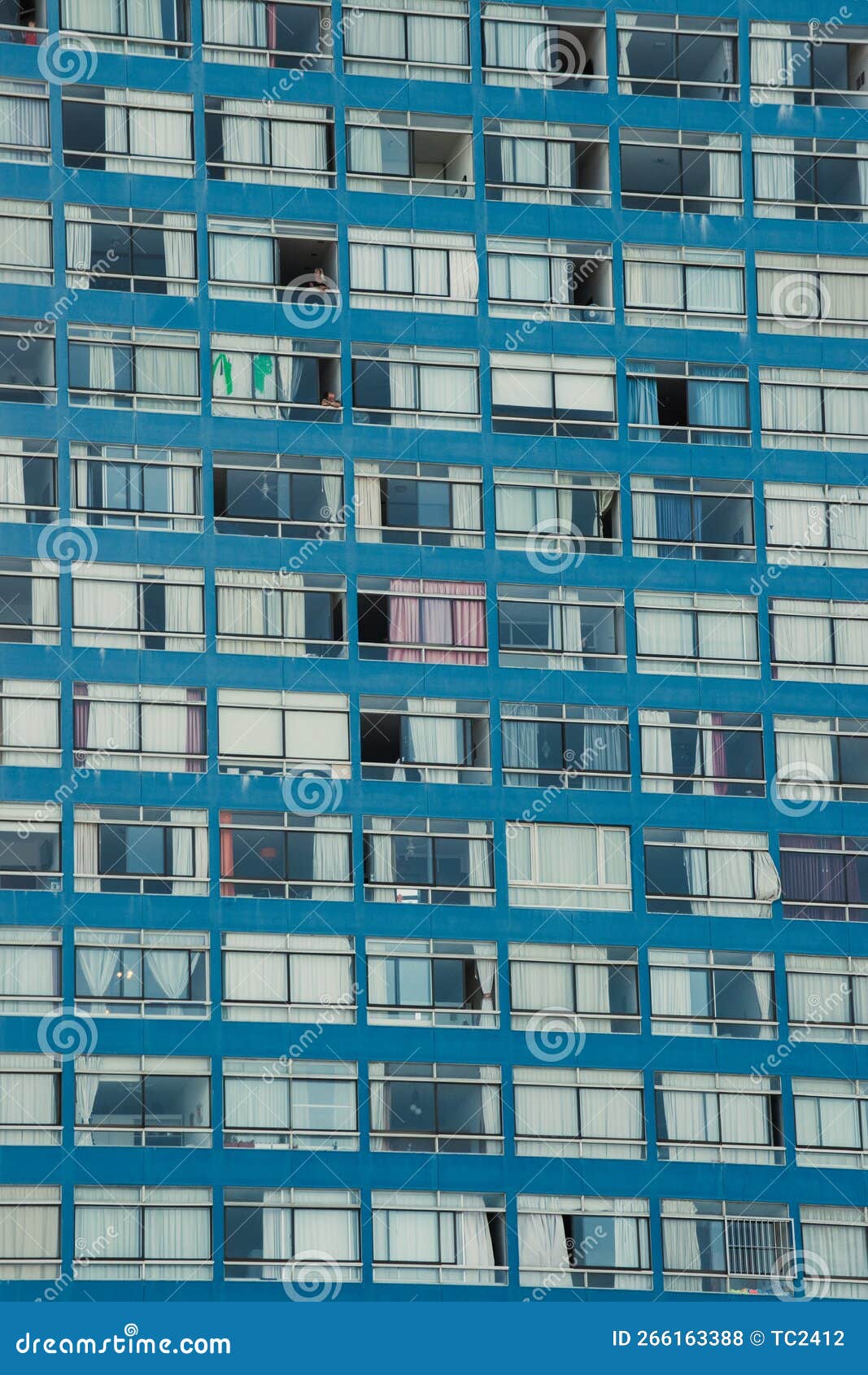 Windows on the Facade of a Building. Blue and White Stock Photo - Image ...