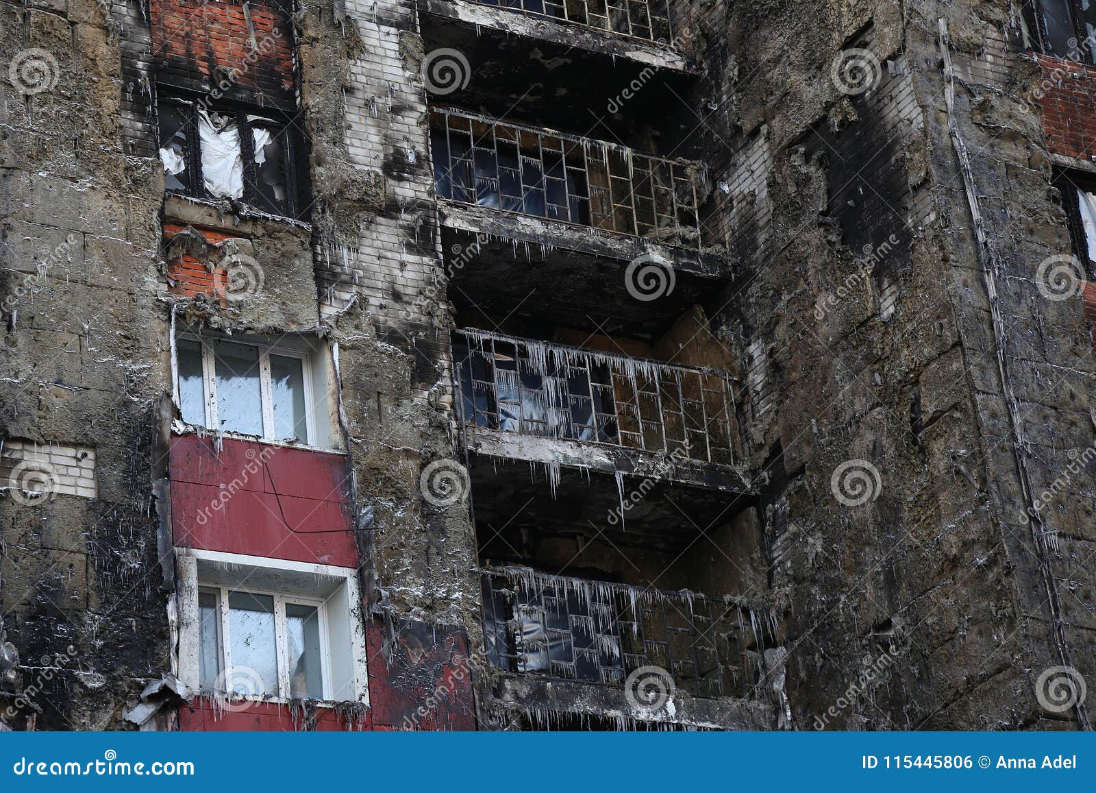 Windows after fire stock photo. Image of house, building - 115445806