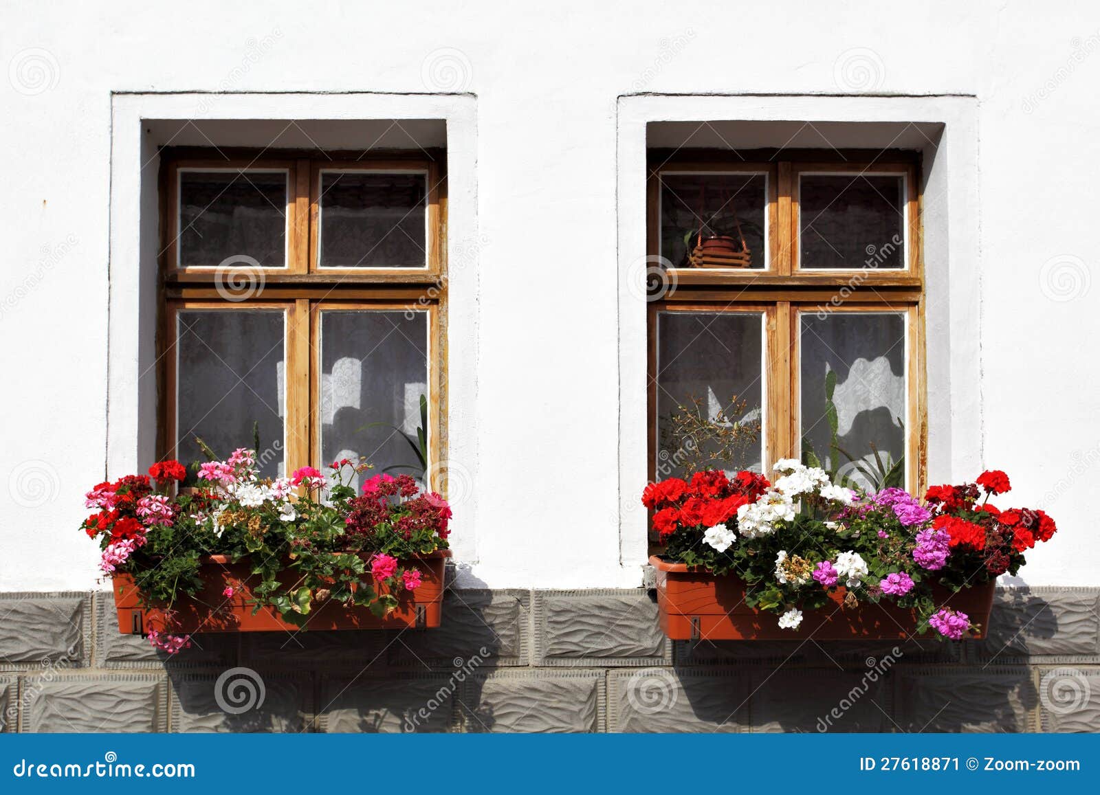 Windows with flowers stock image. Image of architecture - 27618871