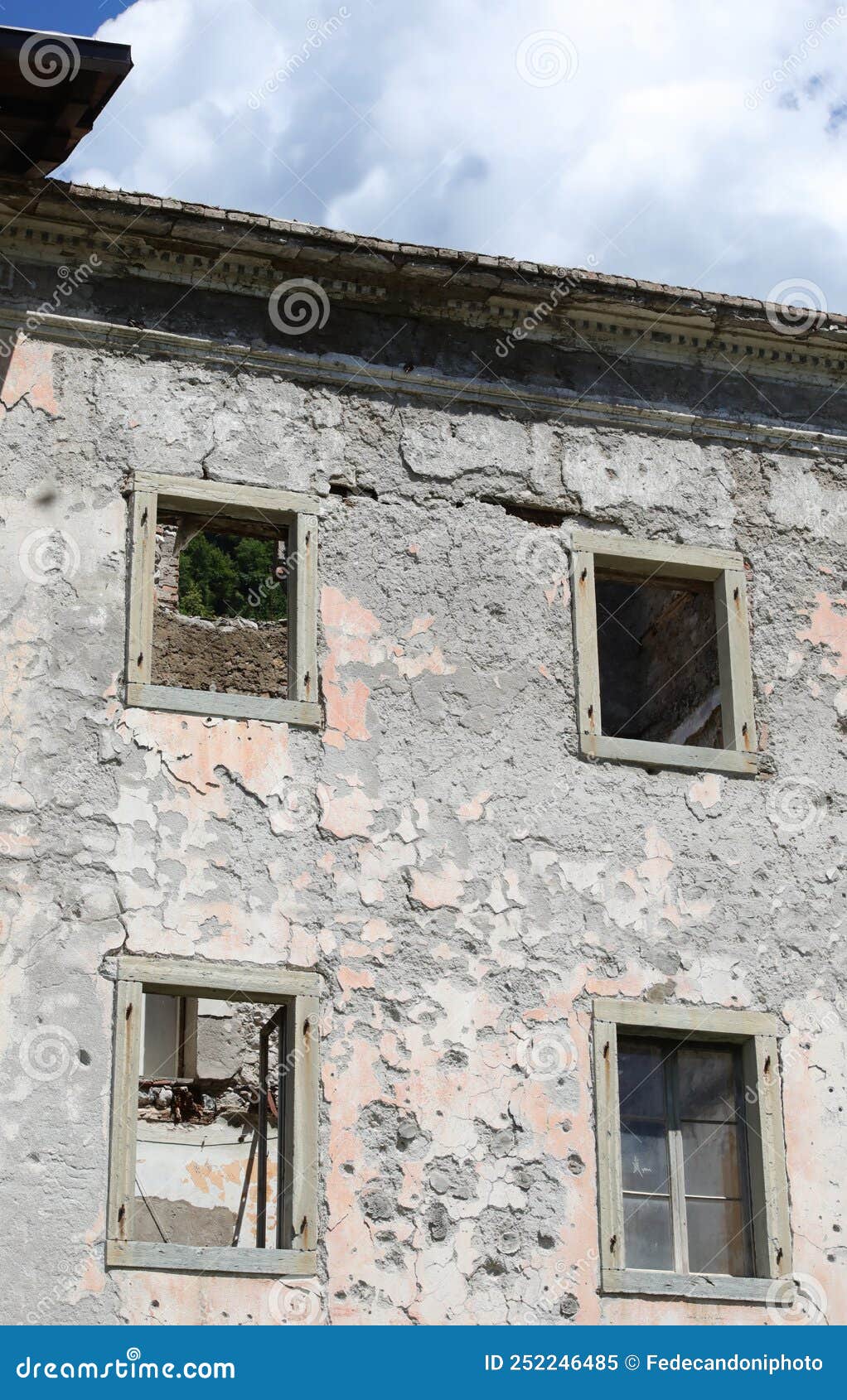 Windows without the Frames of a Completely Destroyed House Witho Stock ...