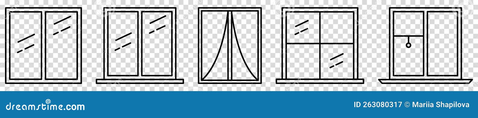 Two Windows Frames View On House Wall Cartoon Vector | CartoonDealer ...