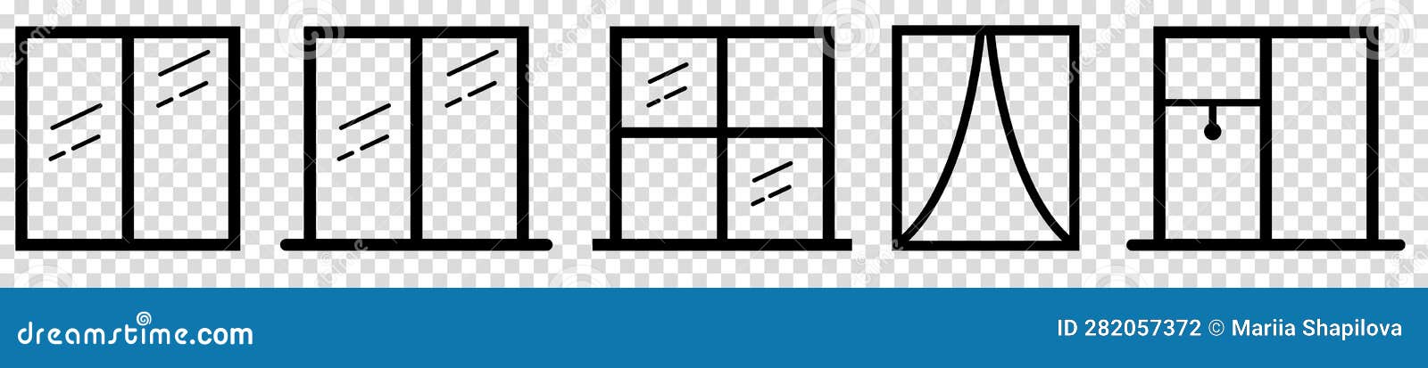 Two Windows Frames View On House Wall Cartoon Vector | CartoonDealer ...