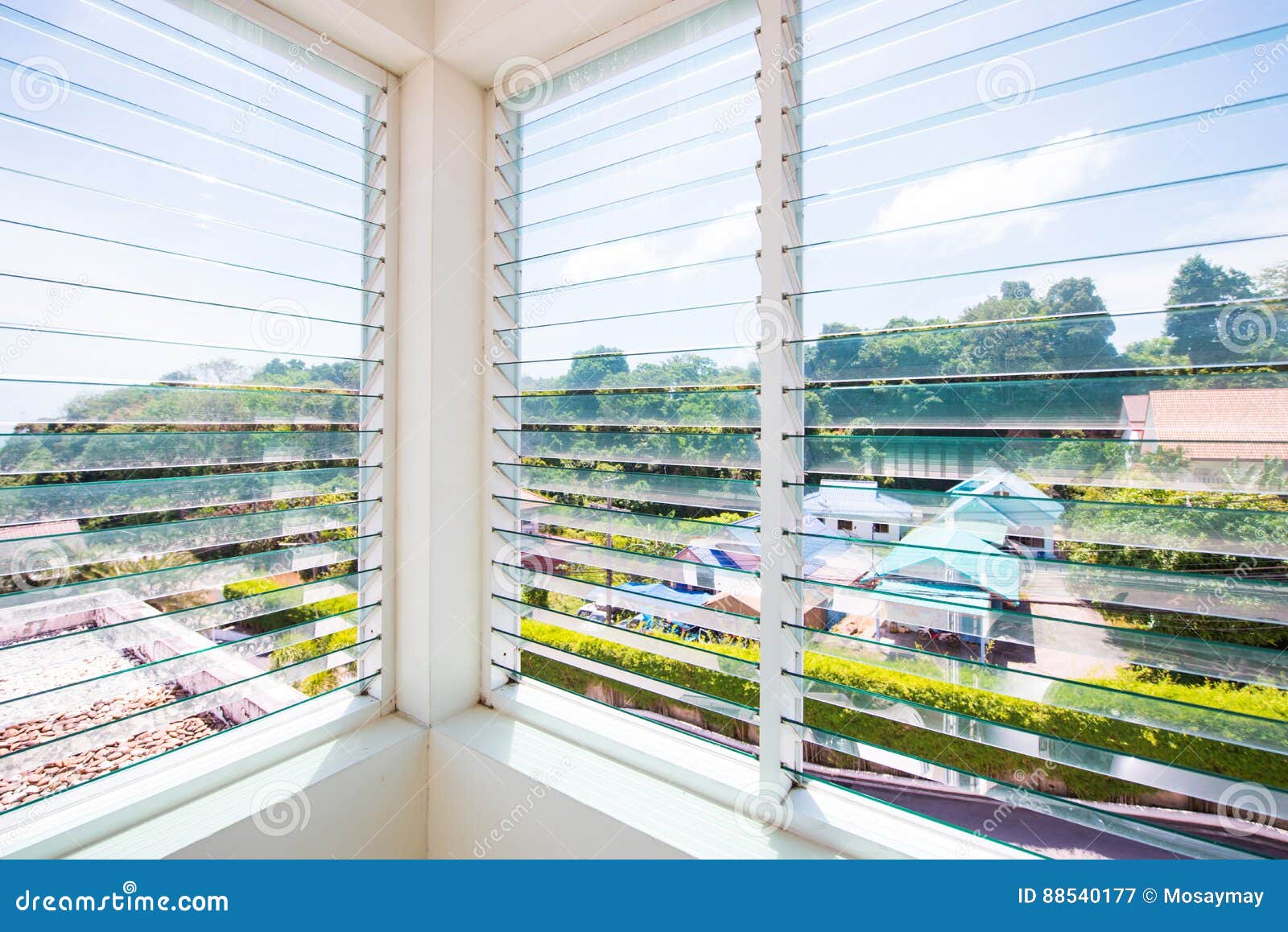 Windows Glass Louver in Home Stock Image - Image of empty, windows ...